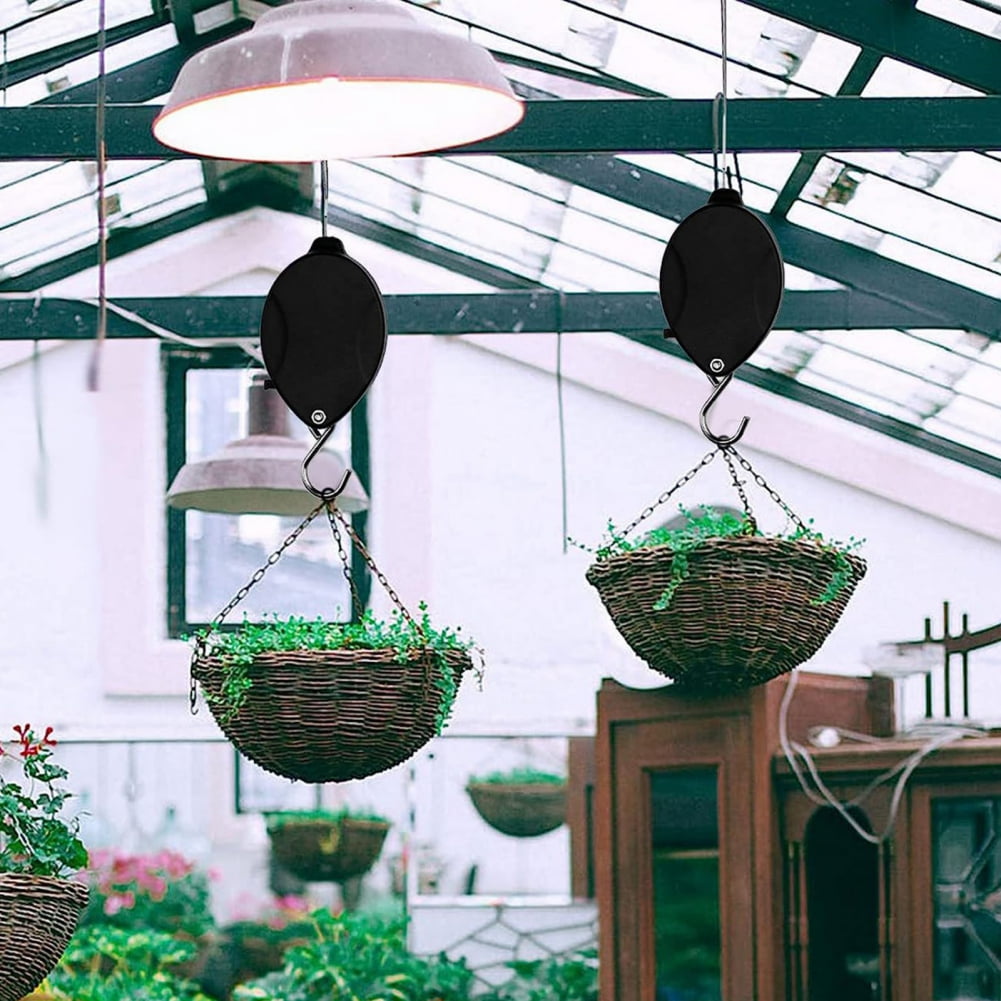Retractable Plant Hanger,Plant Pulleys for Hanging Plants,Easy to Raise ...