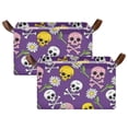 Skeleton Daisy Pattern Collapsible Storage Bin Open Home Shelf Basket ...