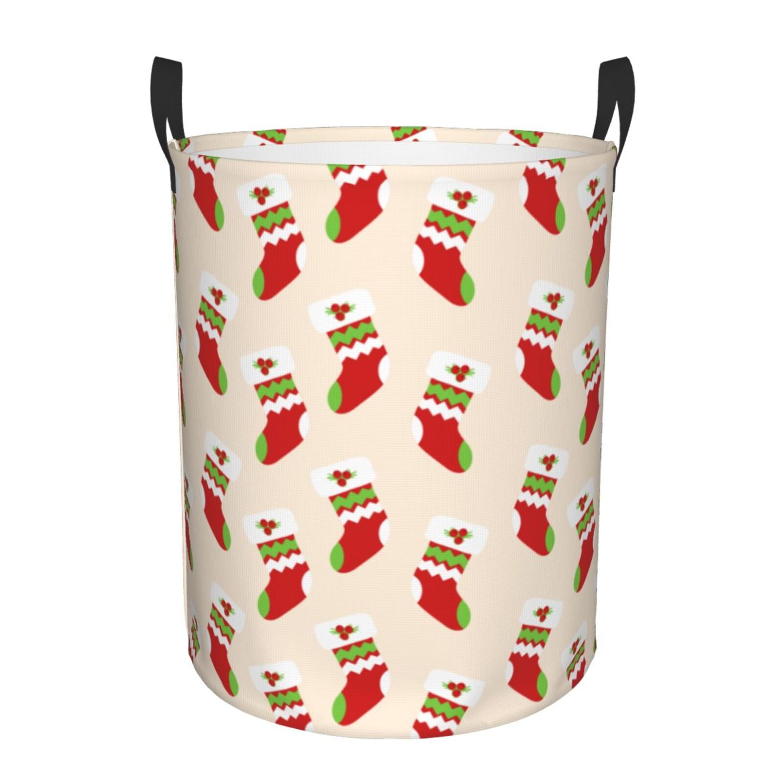 XMXT Collapsible Laundry Basket, Christmas Stocking Prints Waterproof ...
