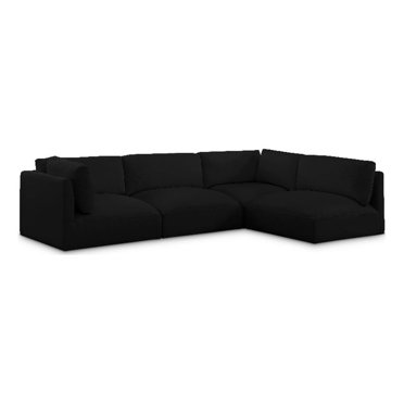 Meridian Furniture Plush Black Velvet Modular Sectional with ...
