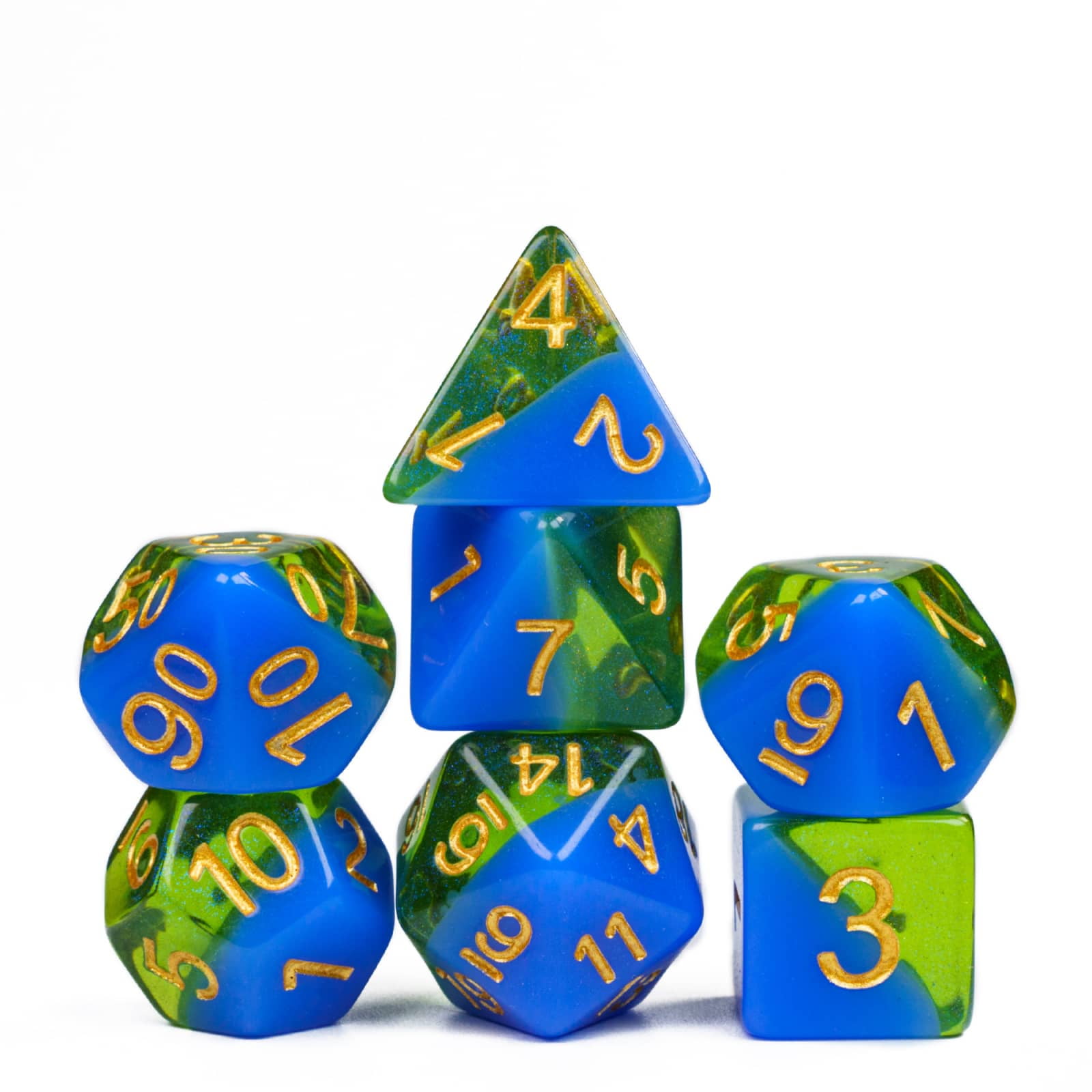Cusdie 7-Die Diagonals DND Dice D&D Dice Set Resin Polyhedral Dice for ...