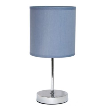Simple Designs Sand Nickel Mini Basic Table Lamp with Fabric Shade ...