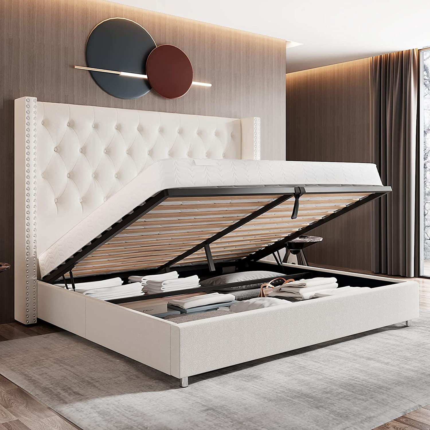 Jocisland Queen Size Beds Lift Up Storage Upholstered Bed Frame ... Jocisland Queen Size Beds Lift Up Storage Upholstered Bed Frame ...