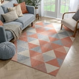 Well Woven Isometry Pink Modern Geometric Triangle Pattern 8x11 (7'10 ...