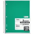 Mead 3-Subject Spiral Bound Notebook, College Ruled, Assorted Colors ...