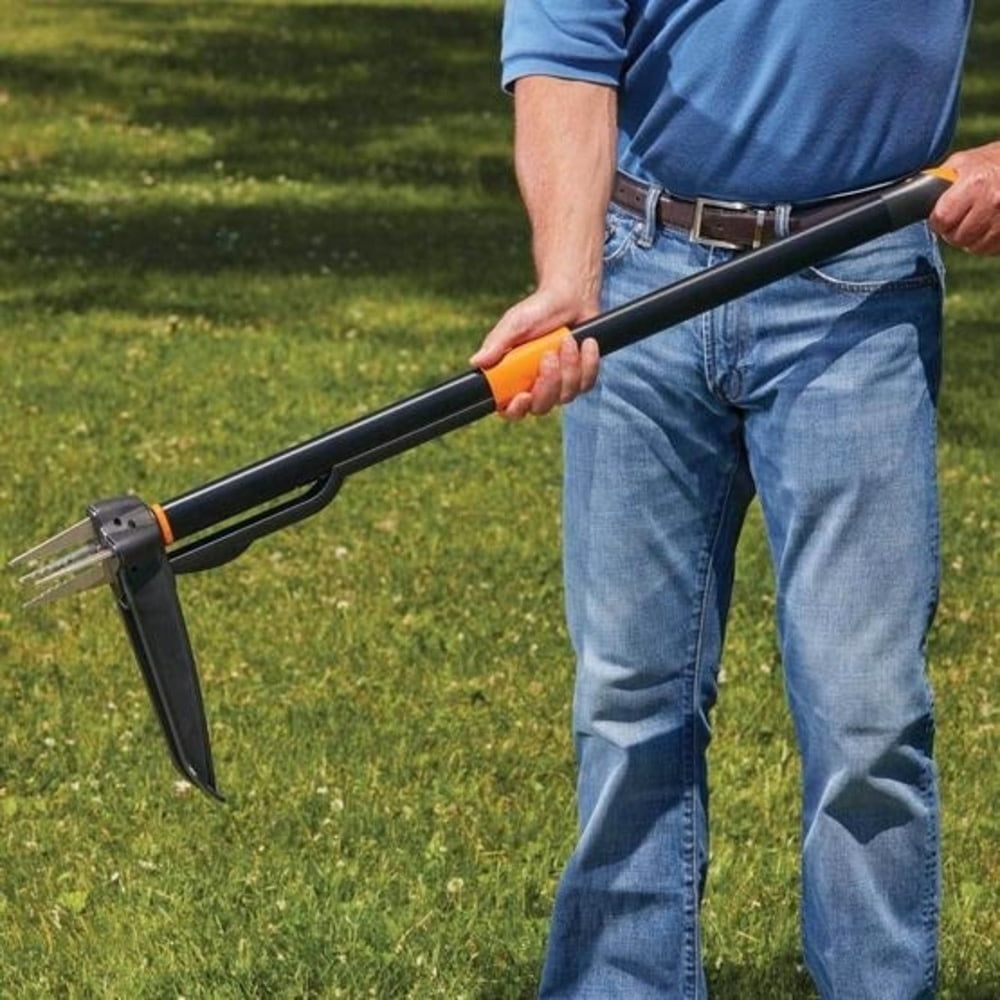 Fiskars Stand Up Weeder with Four Claw Easy Puller 39.25 in Stainless Steel Black Orange Walmart