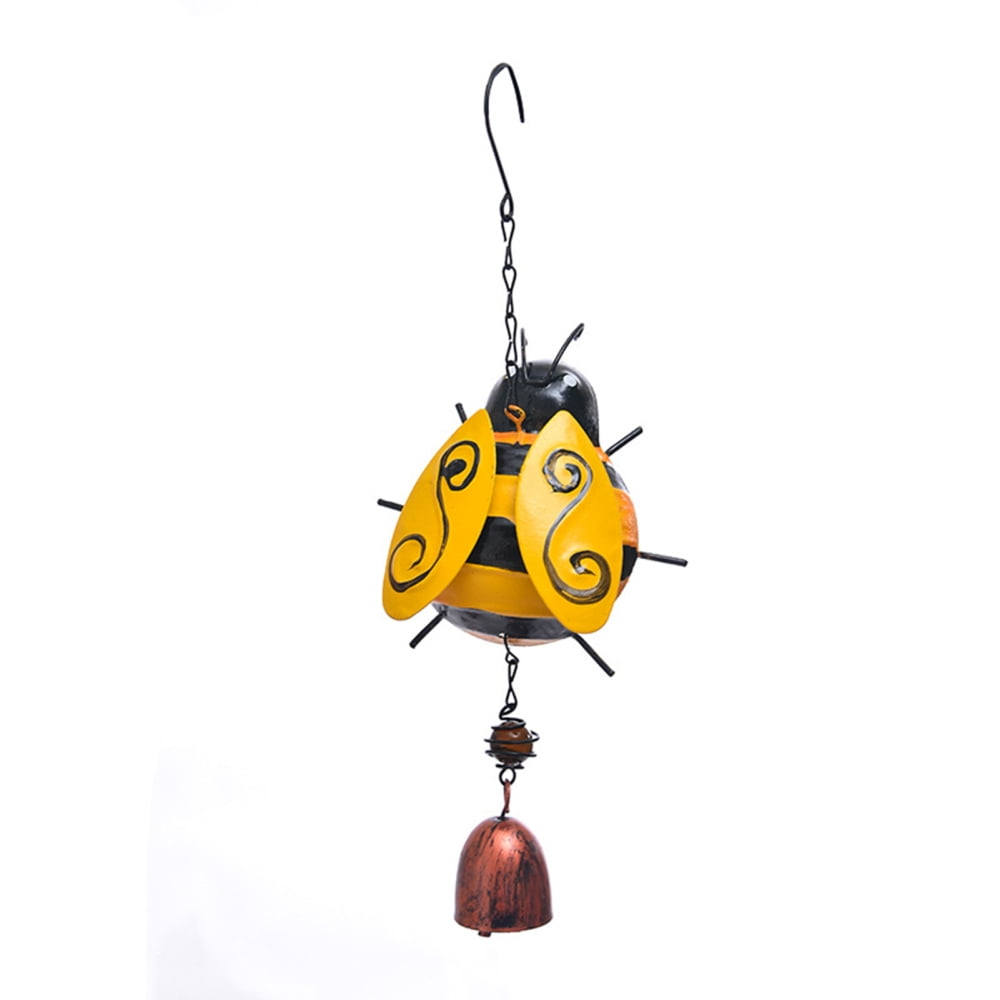 Ladybug Bee Wind Chime With Hook Hanging Bell Metal Glass Chime for ...