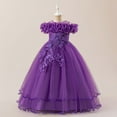 Elegant Off Shoulder Tutu Dress with Floral Appliques, Flower Girl's ...