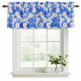 Blue Flower Valances for Windows, Decorative Rod Pocket Window Valance ...