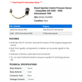 Diesel Injection Control Pressure Sensor - Compatible with 2005 - 2008 ...
