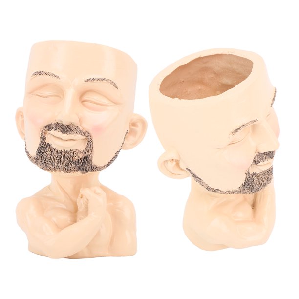 Resin Head Planter Face Planter Weather Resistance Drain Hole Plant Pot ...