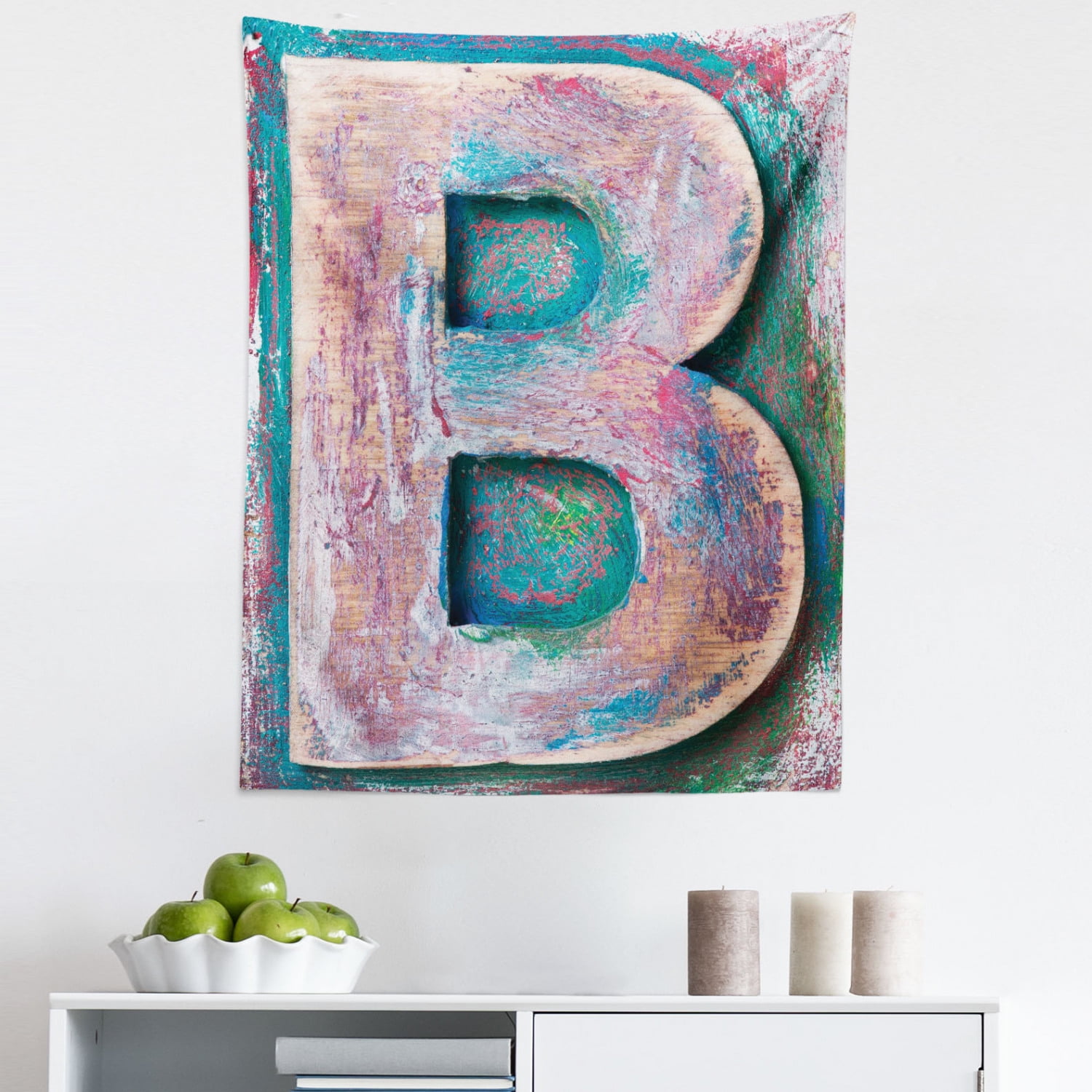 Letter B Tapestry, Old Fashioned Print Method Wood Block Alphabet ABC ...