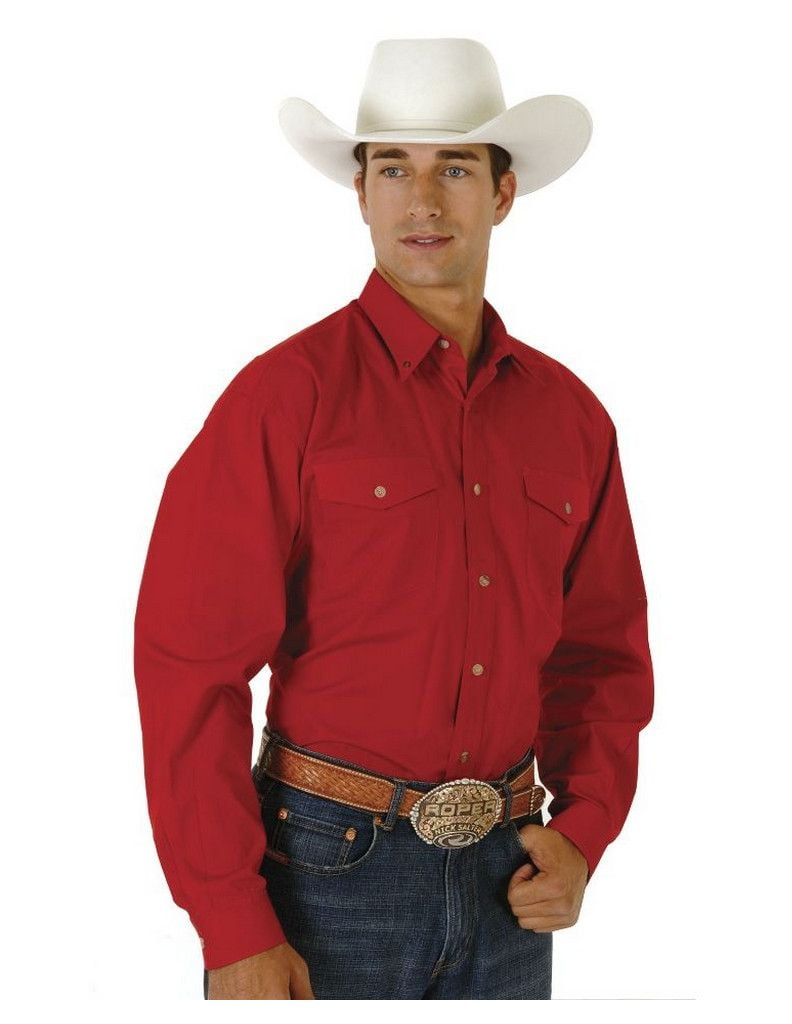 Roper Western Shirt Mens L/S Button Solid Tall Red 03-001-0665-0022 RE ...