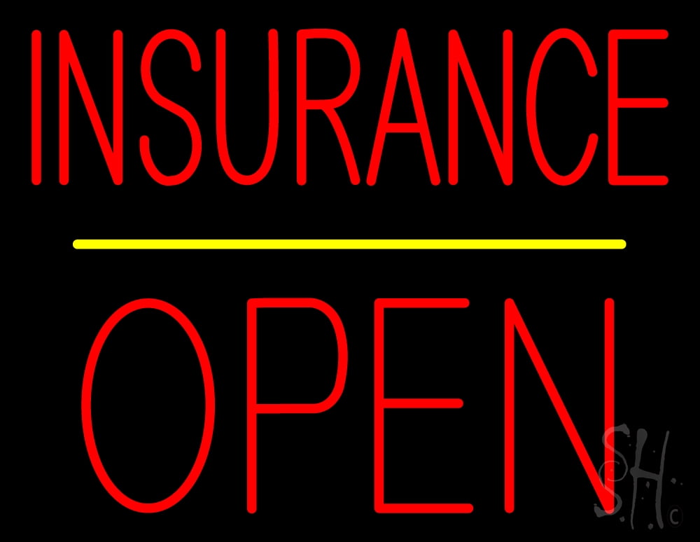 Red Insurance Block Open Yellow Line LED Neon Sign 15 x 19 - inches ...