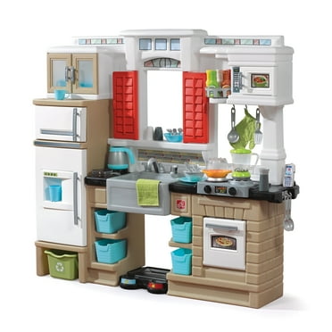 Step2 Grand Walk-in Kitchen Plastic Play Kitchen and Kid Grill, Brown ...