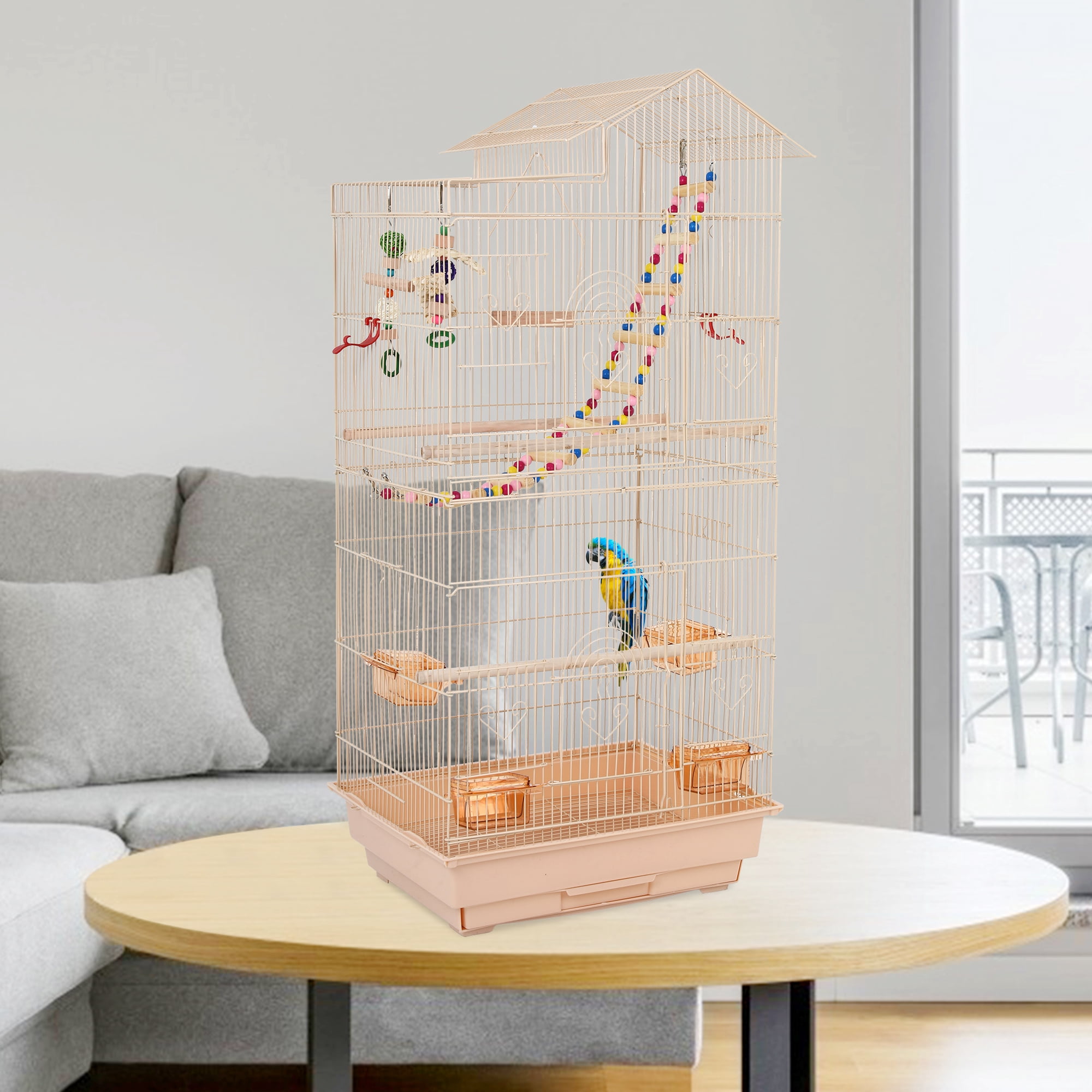 YRLLENSDAN 39 inch Roof Top Large Bird Cage, Parakeet Flight Cage for ...