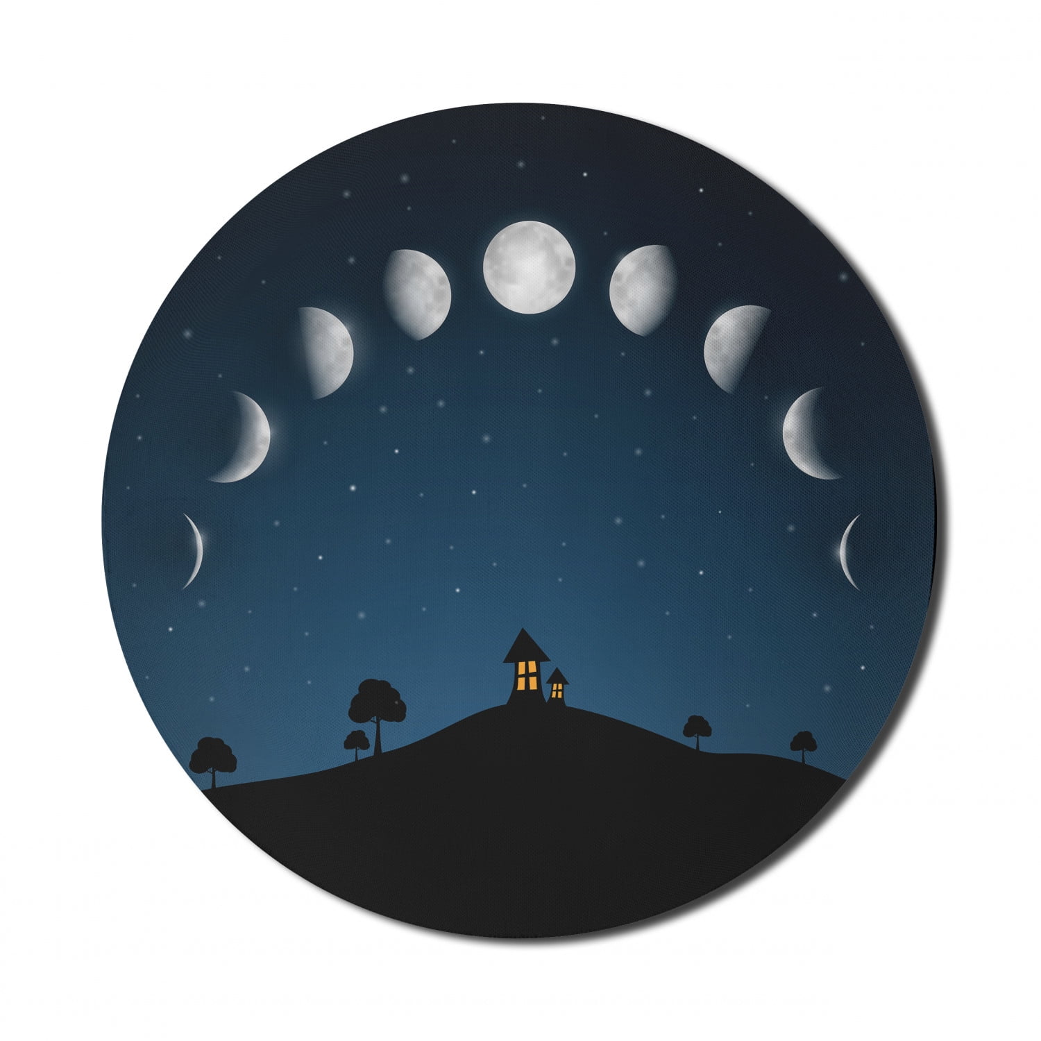 Moon Mouse Pad for Computers, Lunar Phases and Stars Little Houses ...