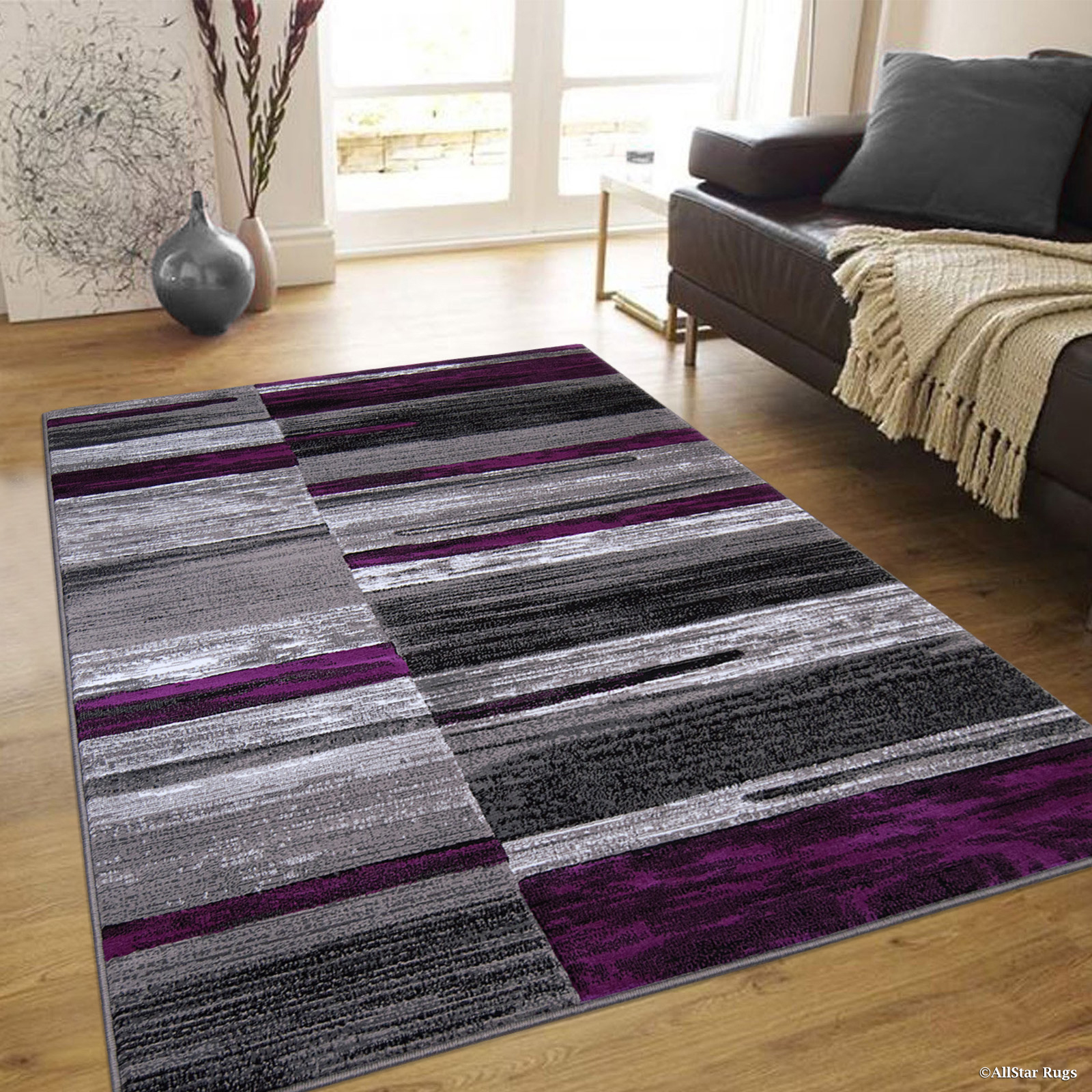 Purple AllStar Modern. Contemporary Woven Area Rug. Drop-Stitch Weave ...