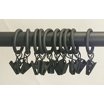 Cafe-Appropriate Curtain Rings with Clips, Matte Black, 25 Pack Metal ...