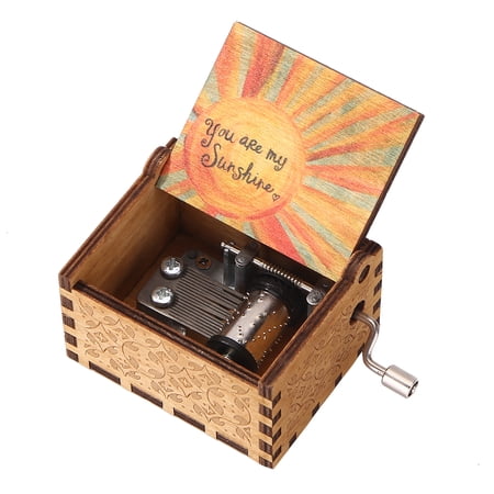 Megalia Wooden Carved Retro Hand Crank Music Box You Are My Sunshine ...