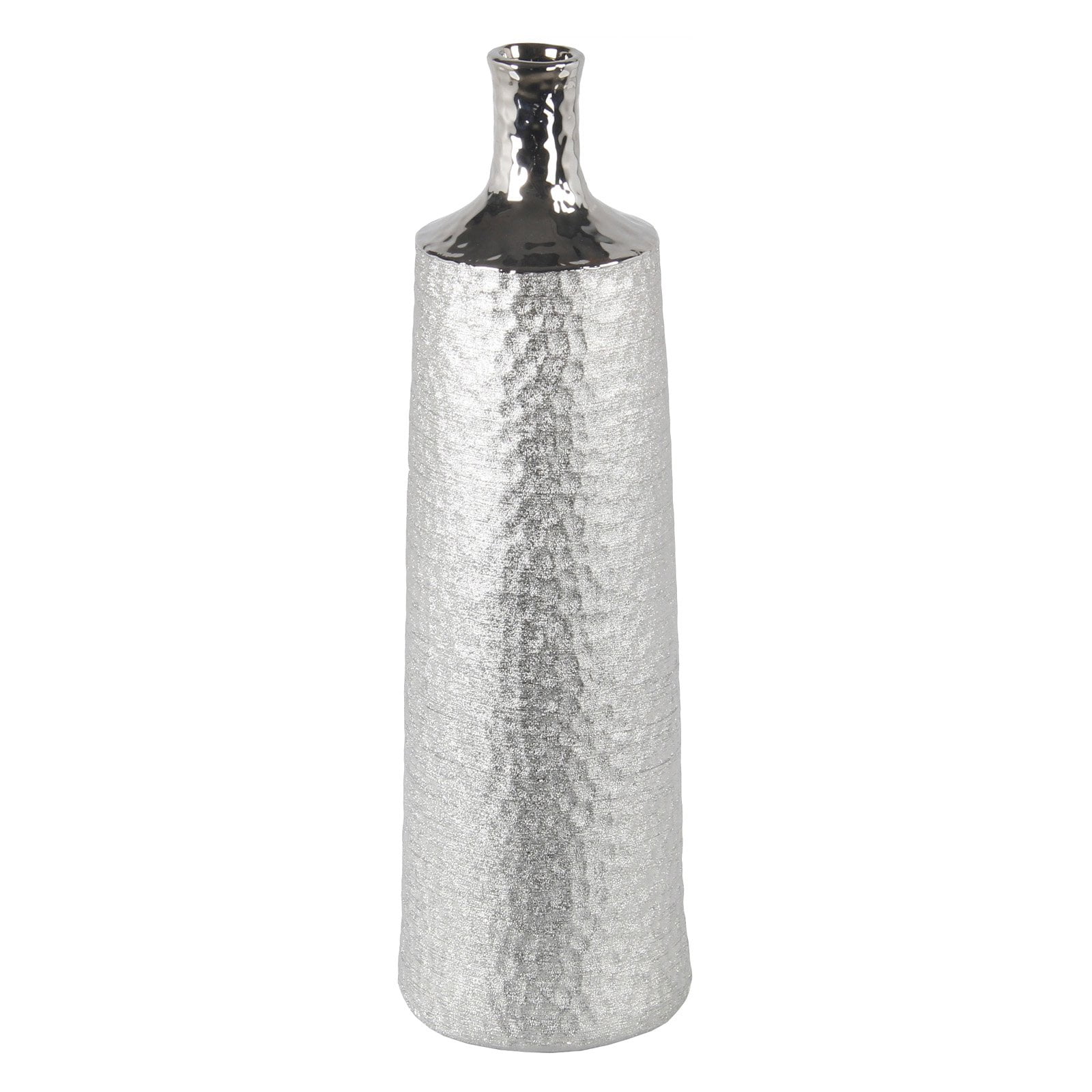Privilege Small Hammered Silver And Chrome Metallic Ceramic Vase 78177 ...