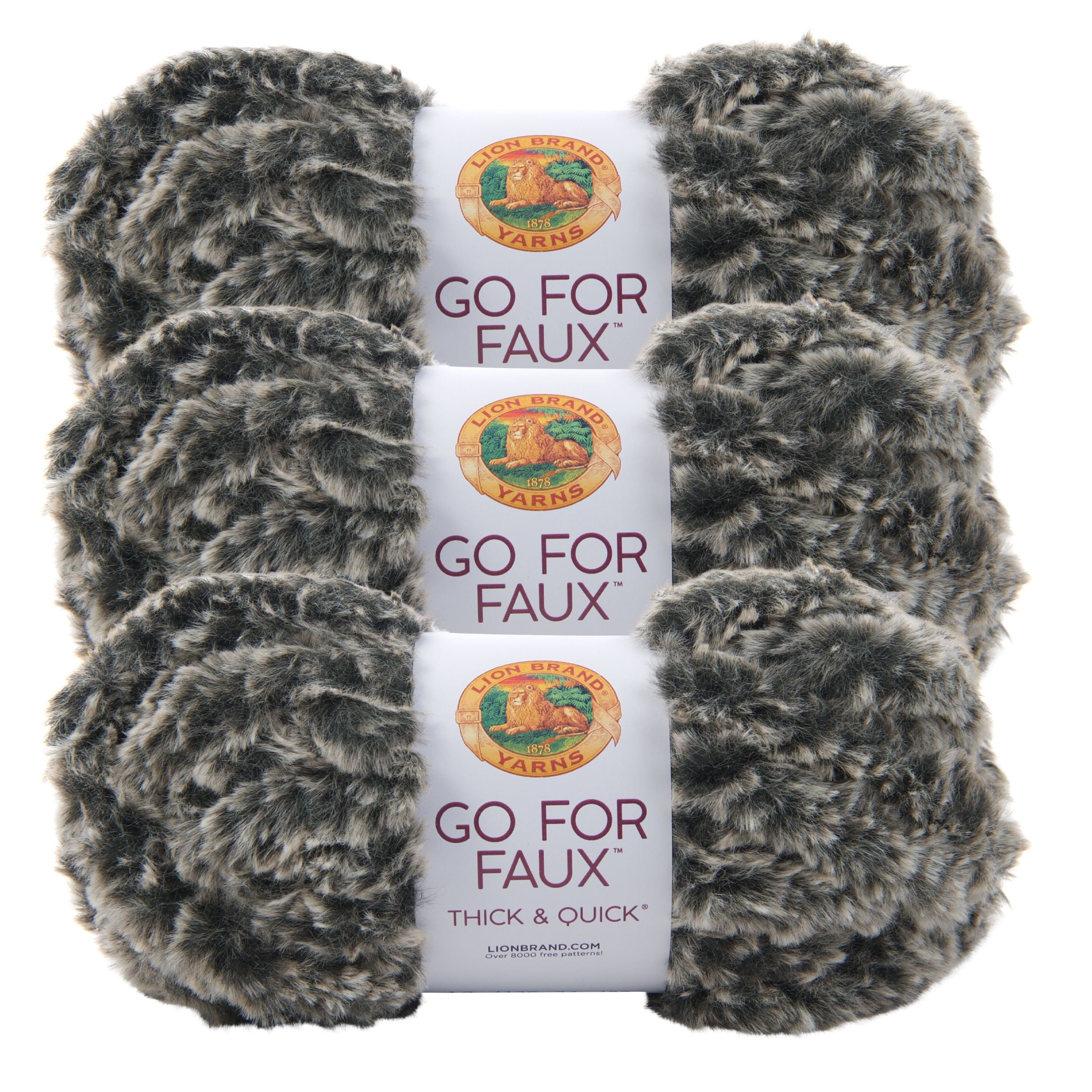 Lion Brand Yarn Go for Faux Thick and Quick Mink Faux Fur Jumbo ...