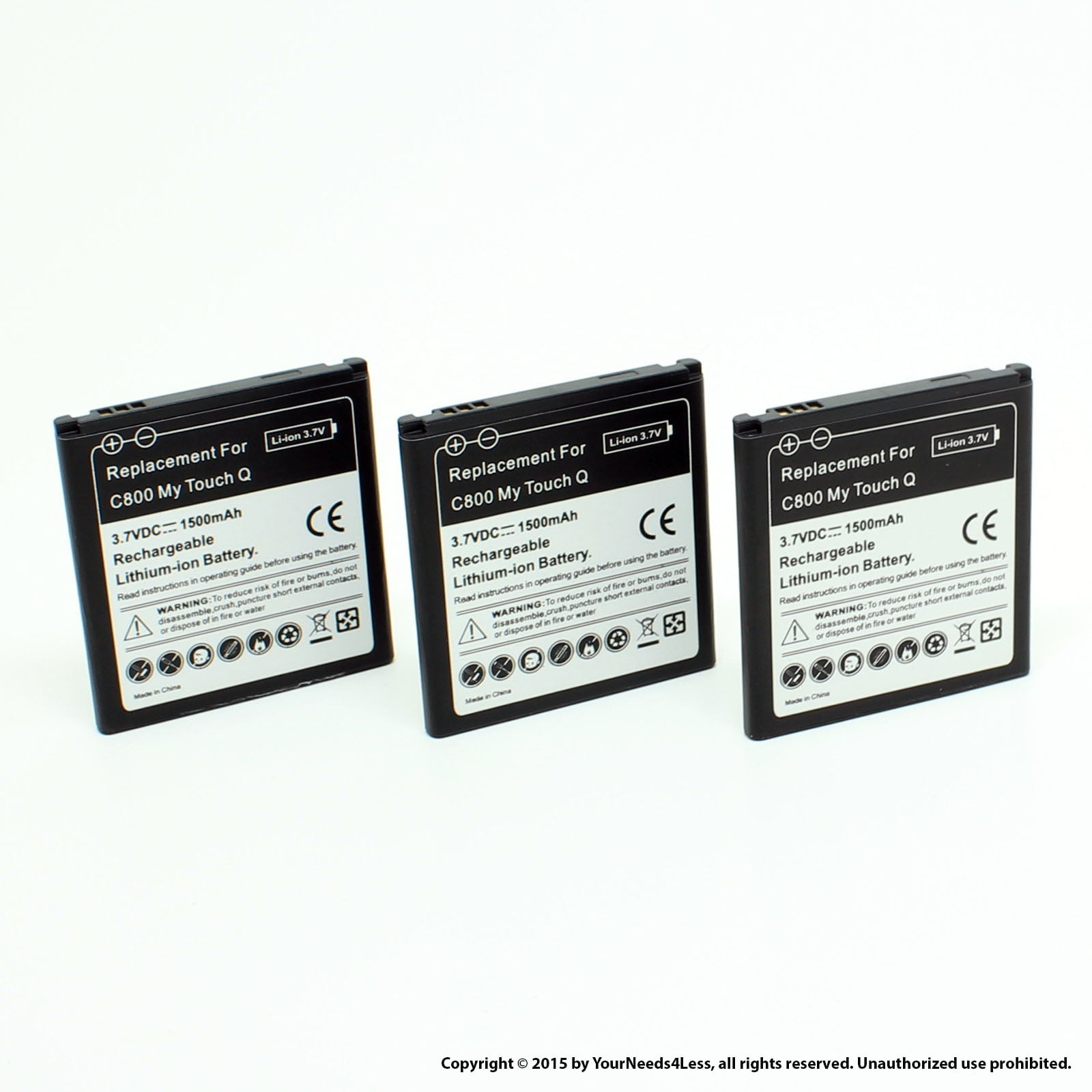 YN4L® 3 X 1500mAh Replacement Batteries for LG My touch Q(C800 ...