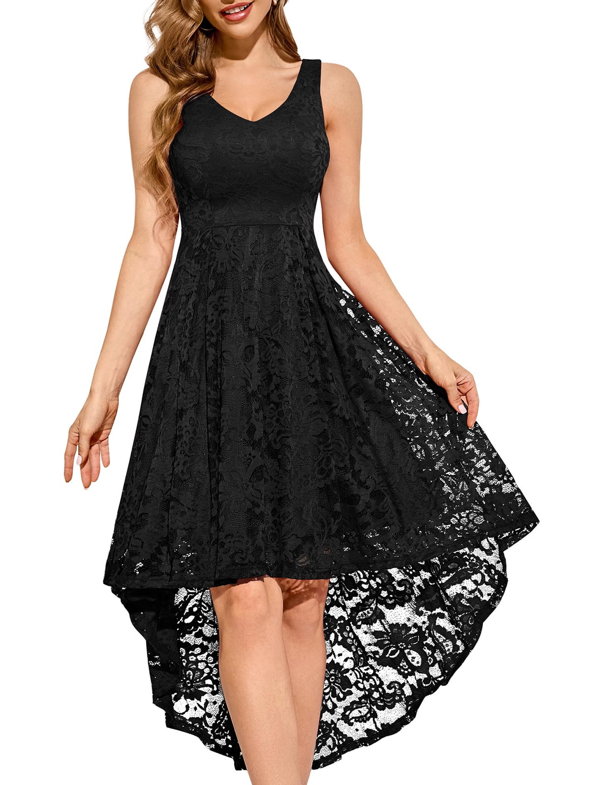 Dressystar Women Floral Lace Bridesmaid Dress Female Knee Length Swing