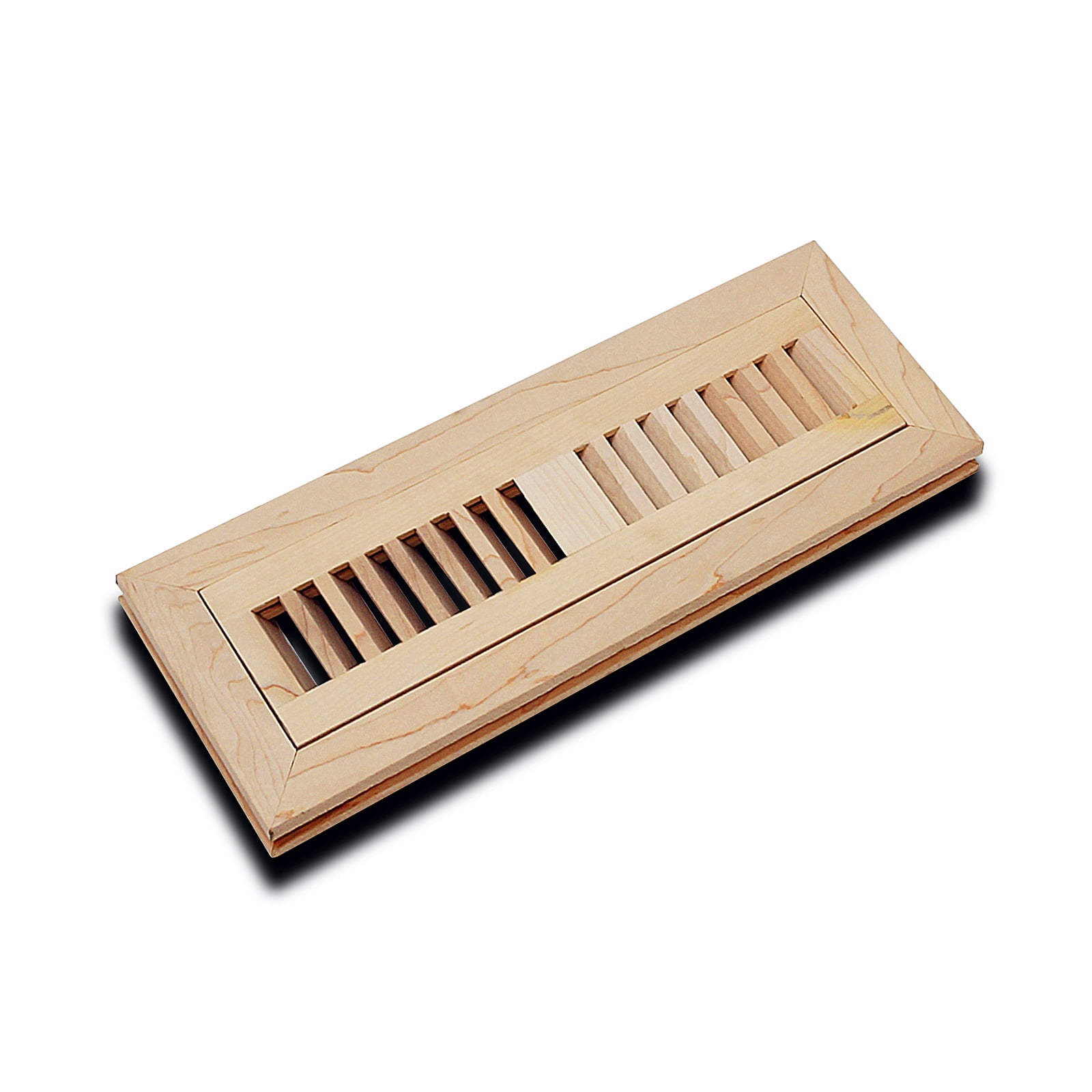 WELLAND 2" x 10" Wood Vent Floor Register Flush Mount, Unfinished Maple ...