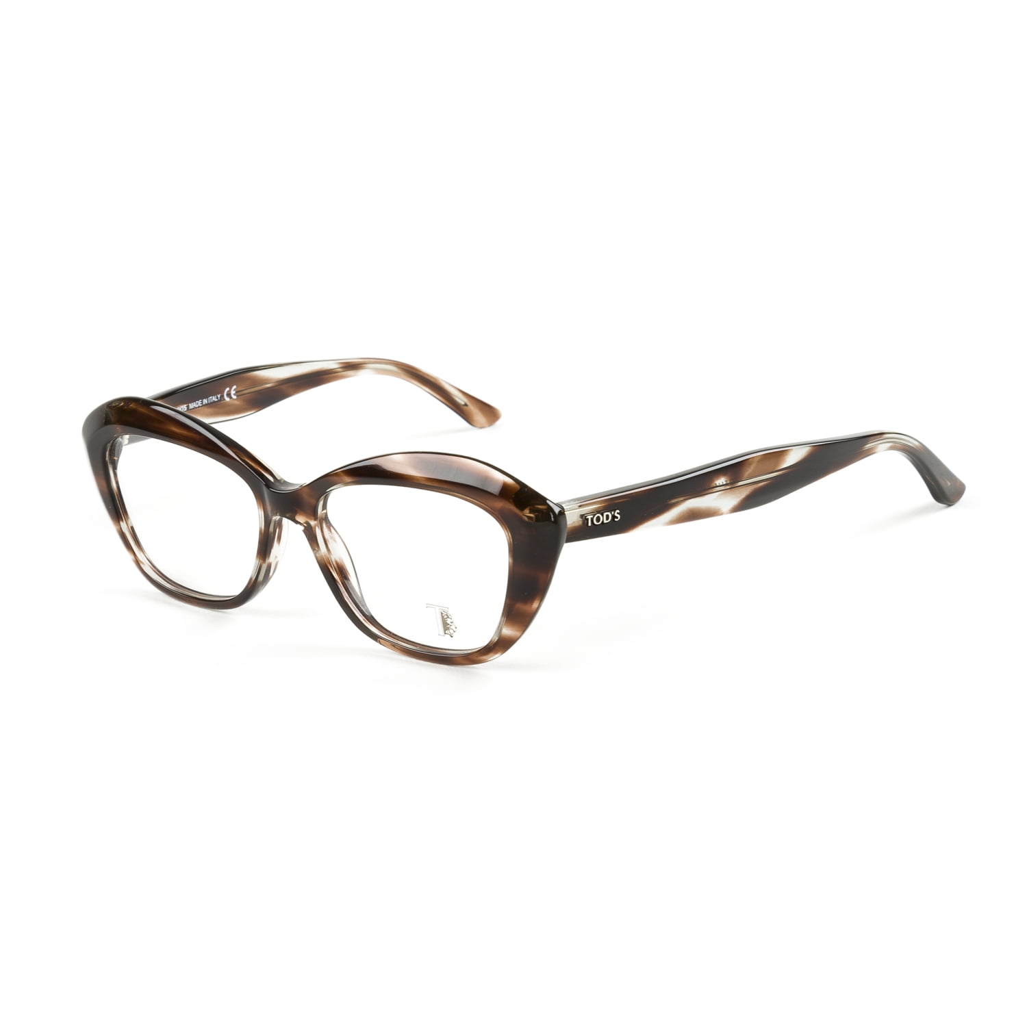 Tods Semi Cat Eye Eyeglass Frames To5115 51mm Brown Horn