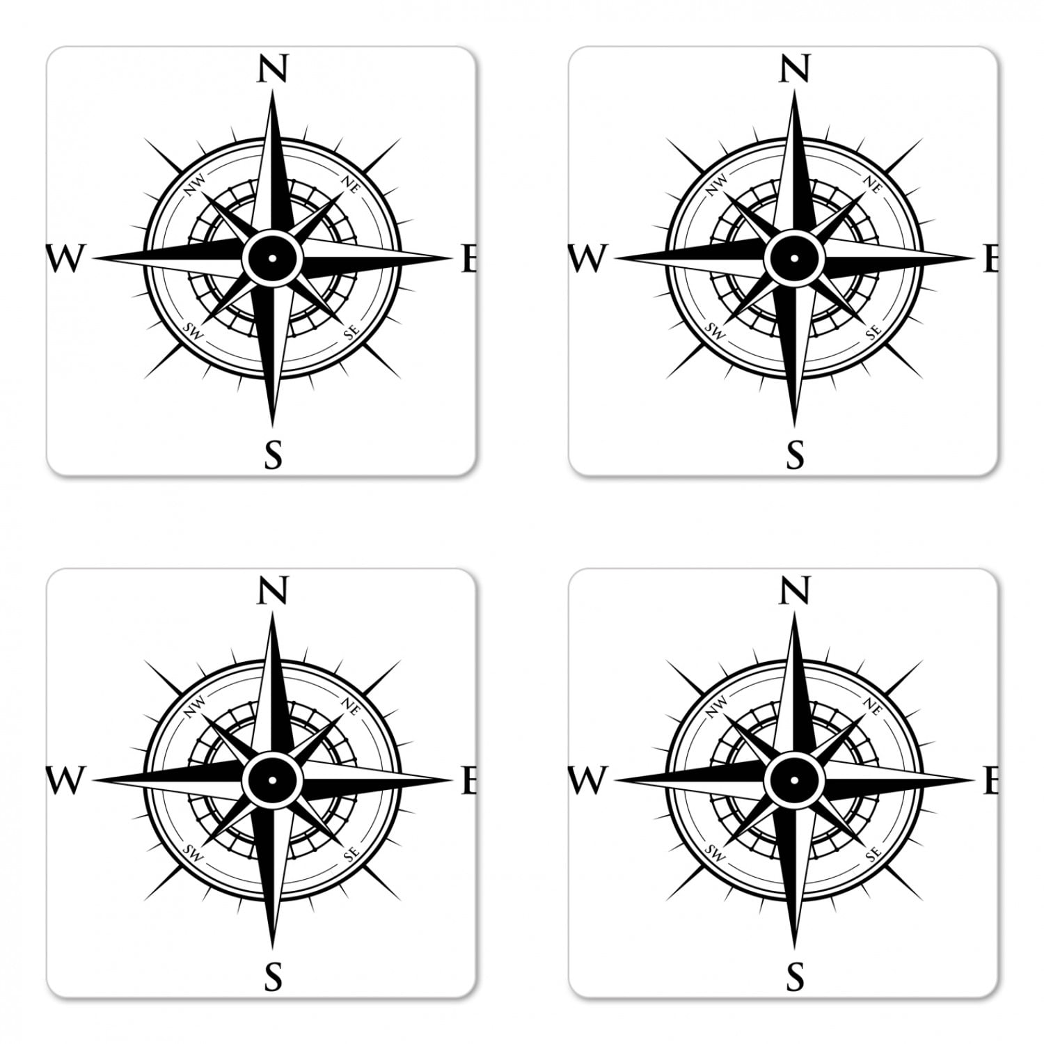 Compass Coaster Set of 4, Primitive Navigation Technology on the Sea ...