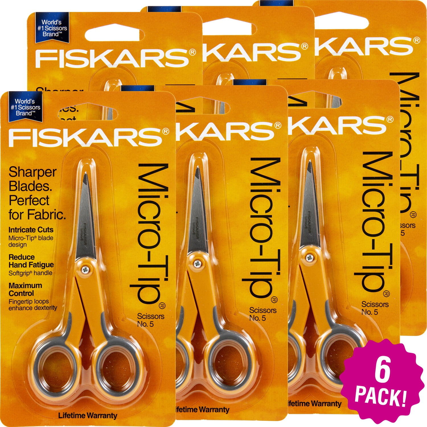 Fiskars Softgrip Micro-Tip Scissors 5", Multipack of 6 - Walmart.com