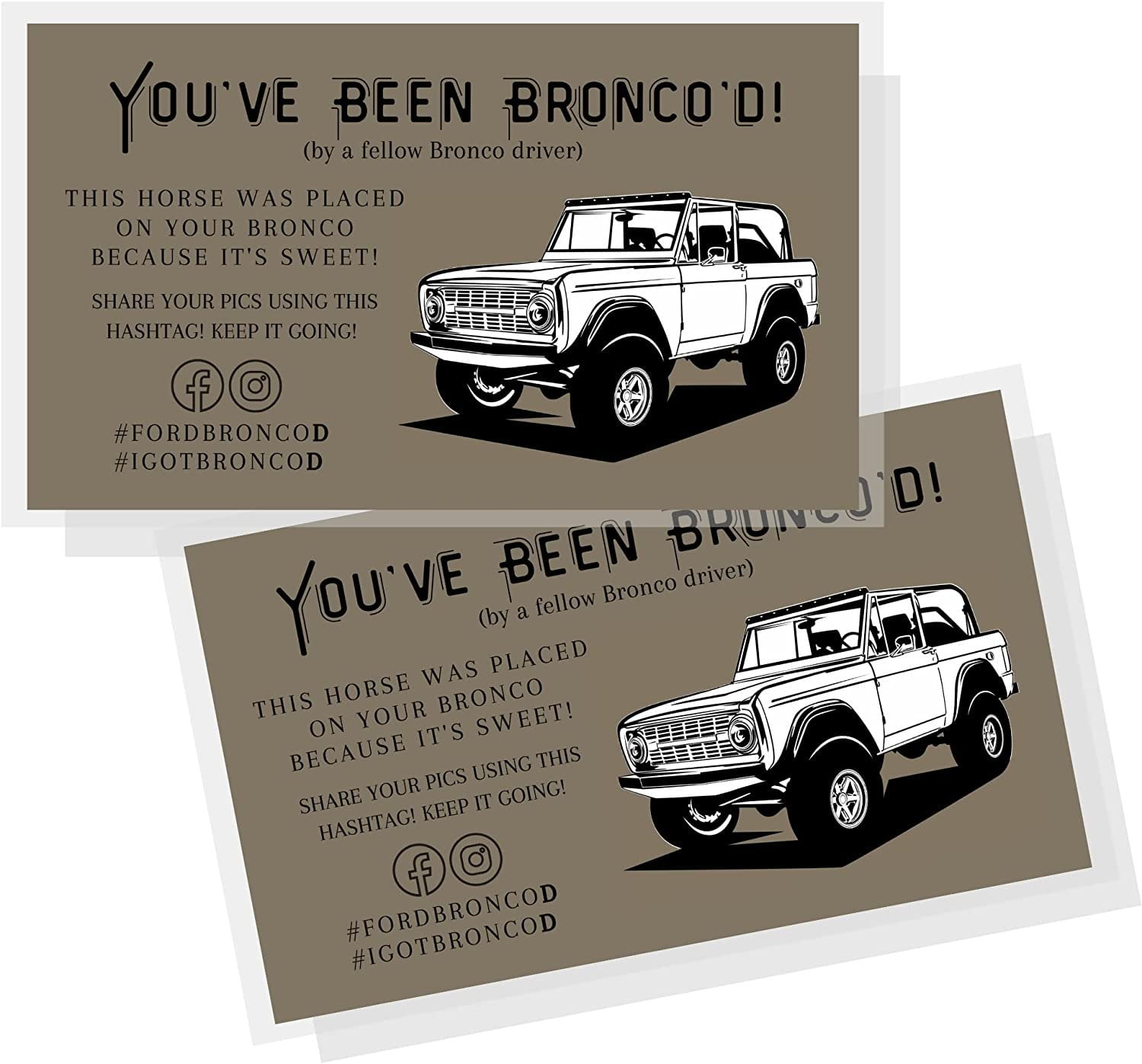You Have Been Bronco'd 50 Pack 2 x 3.5" inches Business Sized Card Buck ...