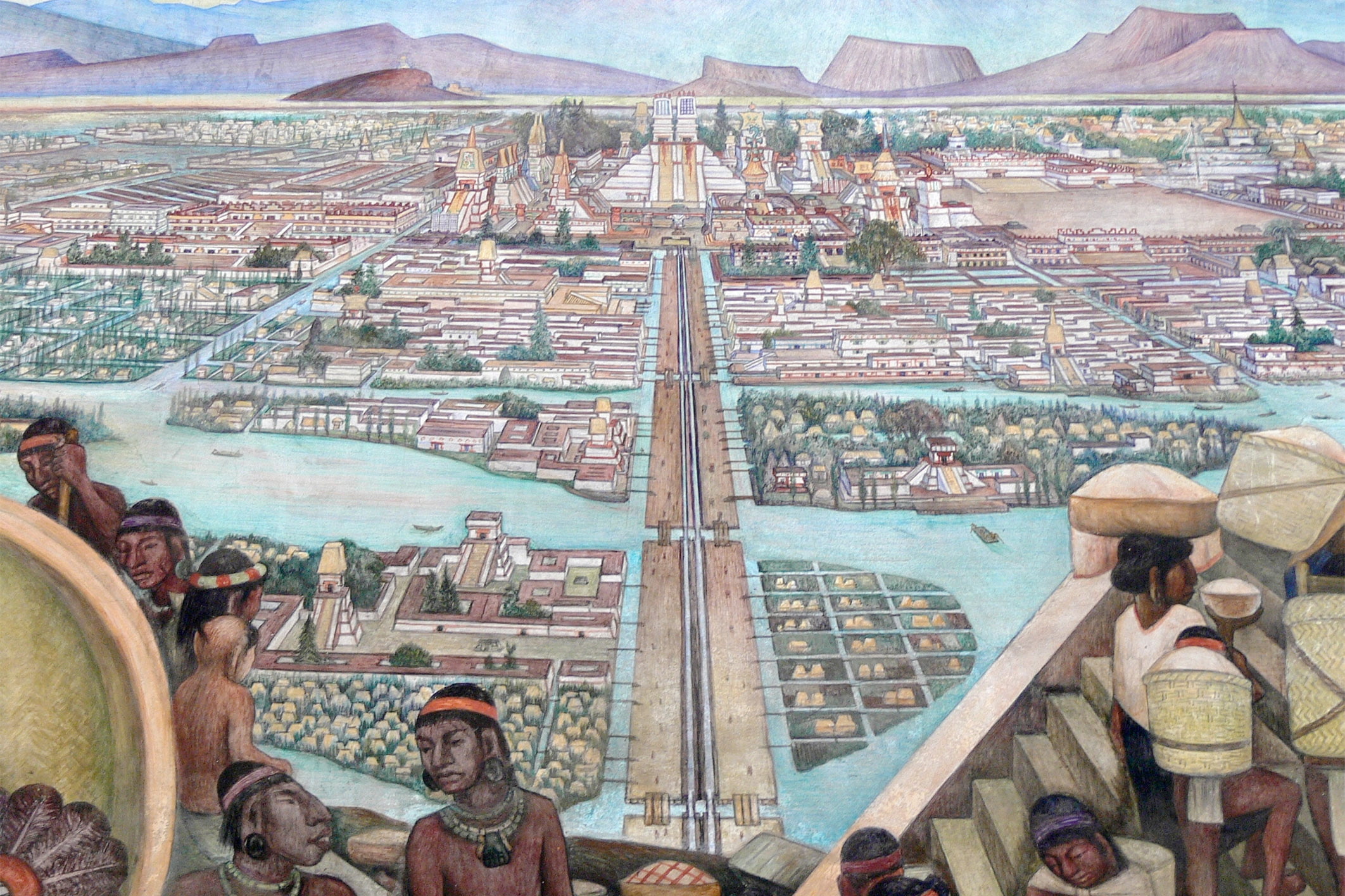 24x36 gallery poster, Mural of the Aztec city of Tenochtitlan, by Diego ...