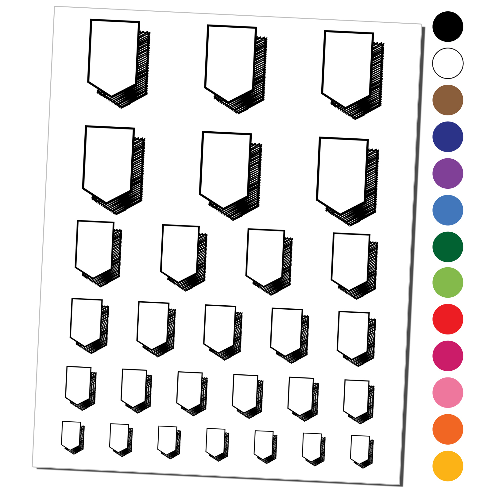 Flag Pennant Doodle Drop Shadow Water Resistant Temporary Tattoo Set ...