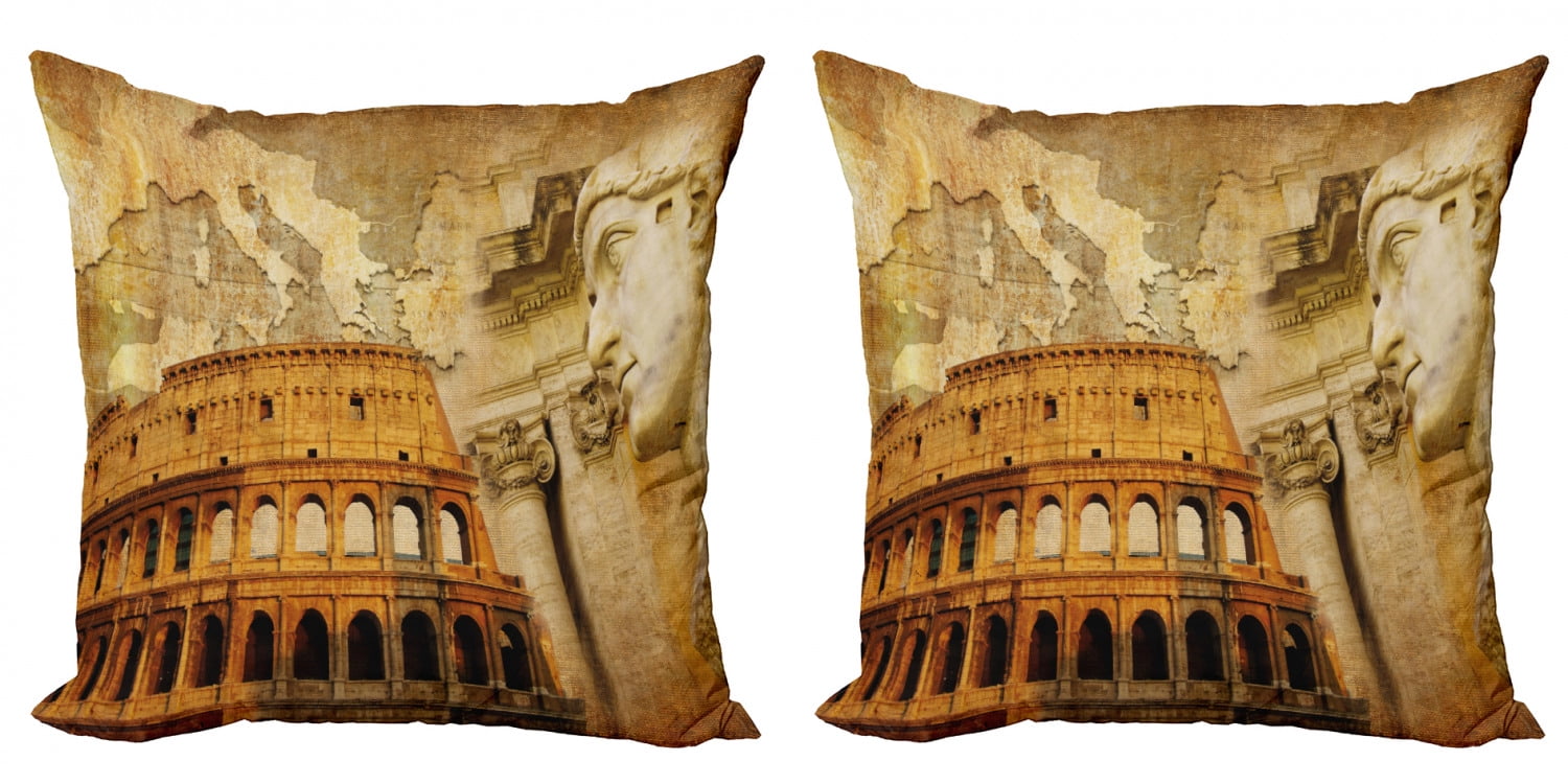 Ambesonne Retro Throw Pillow Cover 2 Pack, Roman Empire Concept, 18 ...