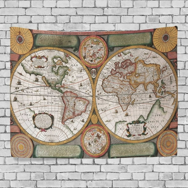 MYPOP Old Vintage World Map Tapestry Wall Decor Living Room Dorm ...