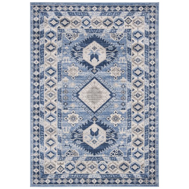 SAFAVIEH Kazak Benson Geometric Area Rug, Blue/Cream, 8' x 10 ...