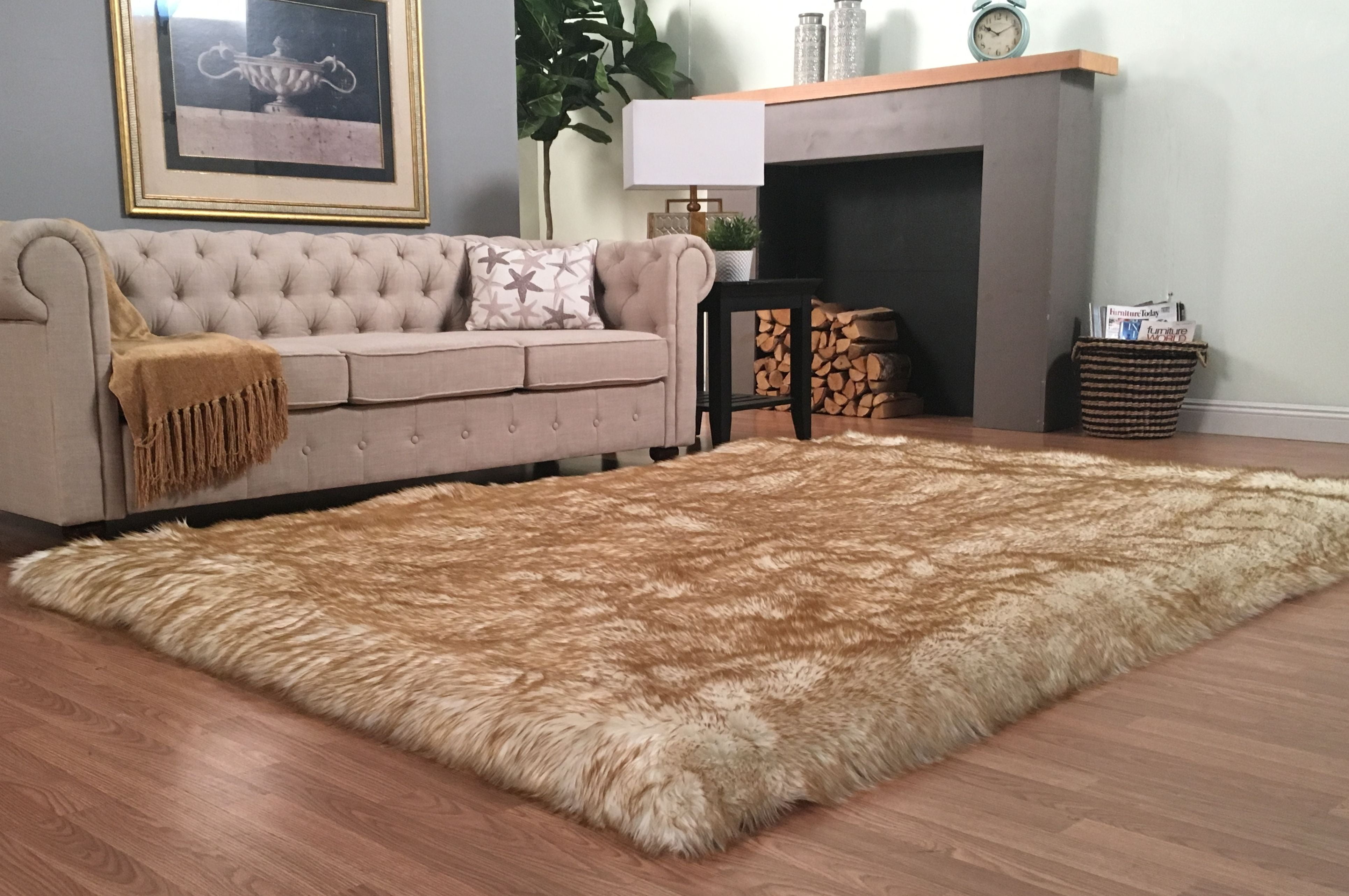 Super Soft Faux Sheepskin Rug Rectangular, Multi-color (White with ...