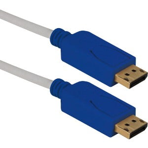 QVS 10ft DisplayPort UltraHD 4K White Cable With Blue Connectors ...