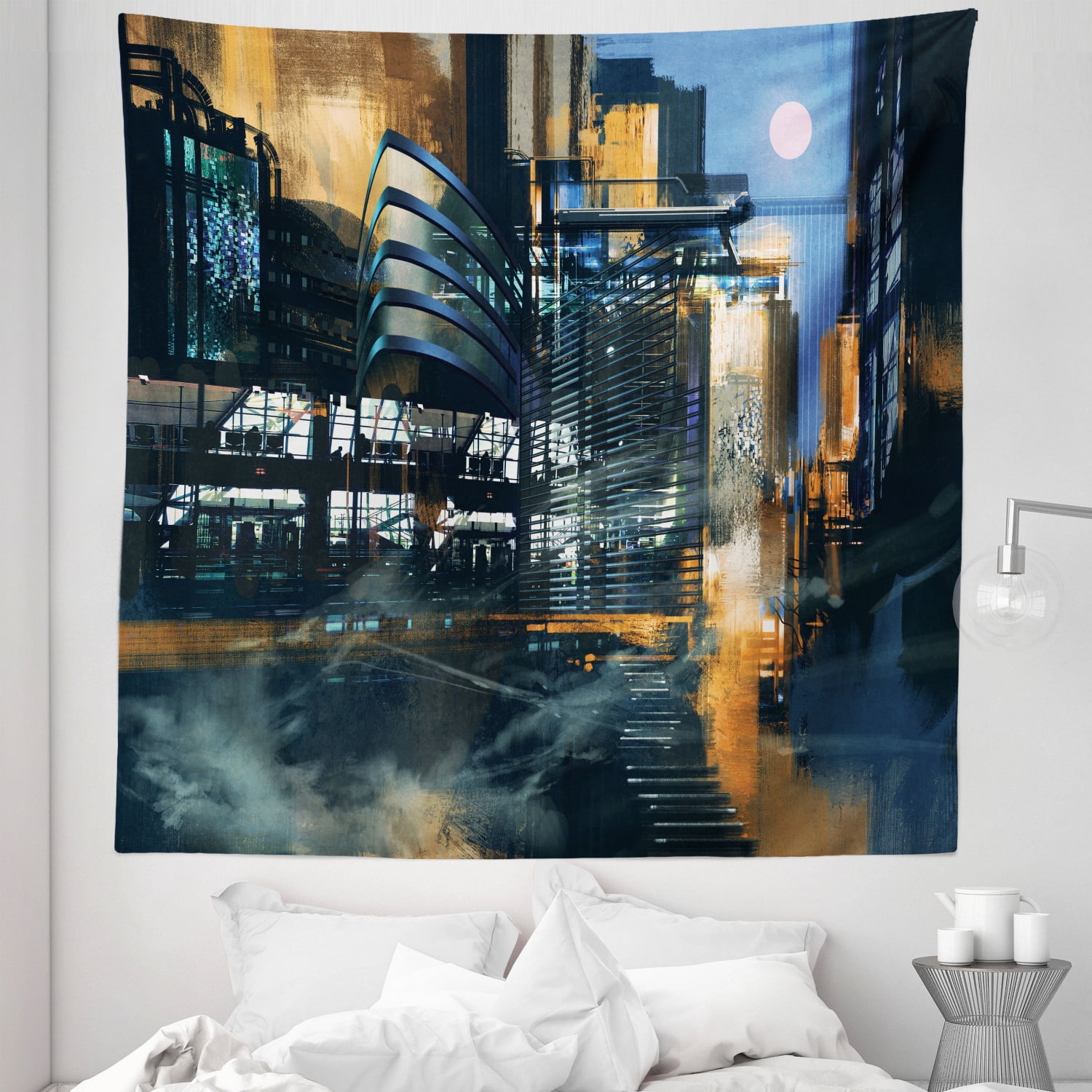 Watercolor Tapestry, Digital Science Fiction Cityscape Cyberpunk ...
