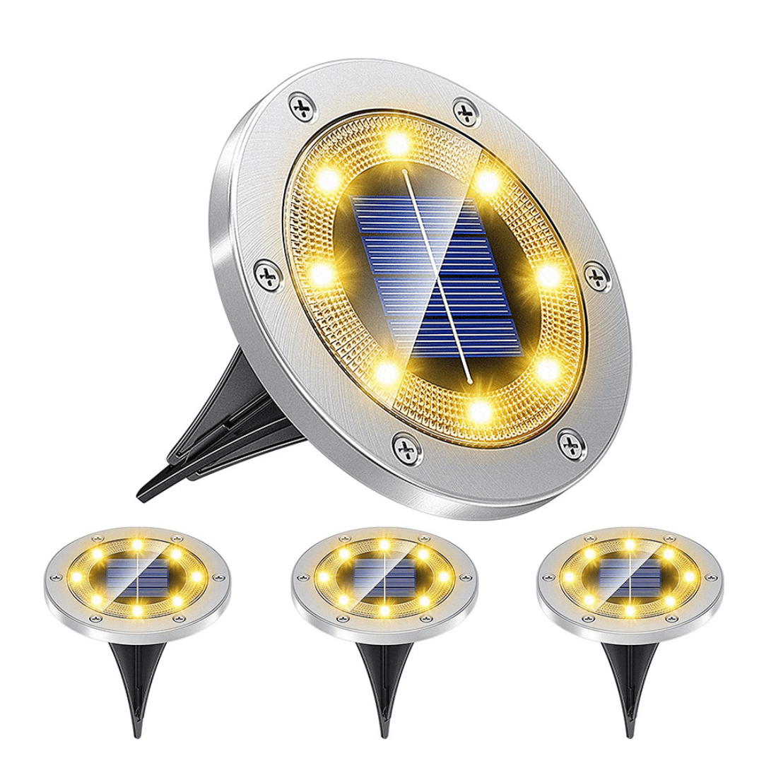 Solar Ground Lights 4 Packs, 8 LED Solar Garden Lights, Outdoor Solar ...