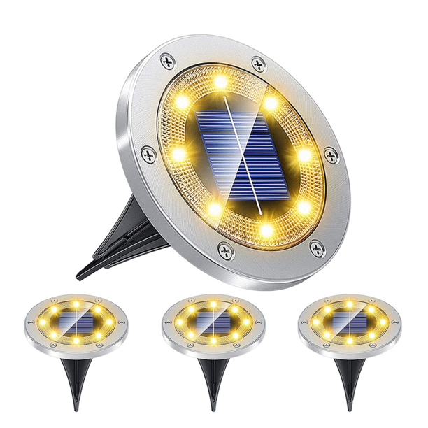 Solar Ground Lights 4 Packs, 8 LED Solar Garden Lights, Outdoor Solar ...