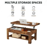 VECELO 39" Wood Lift Top Coffee Table, Rising Center Table with Hidden ...