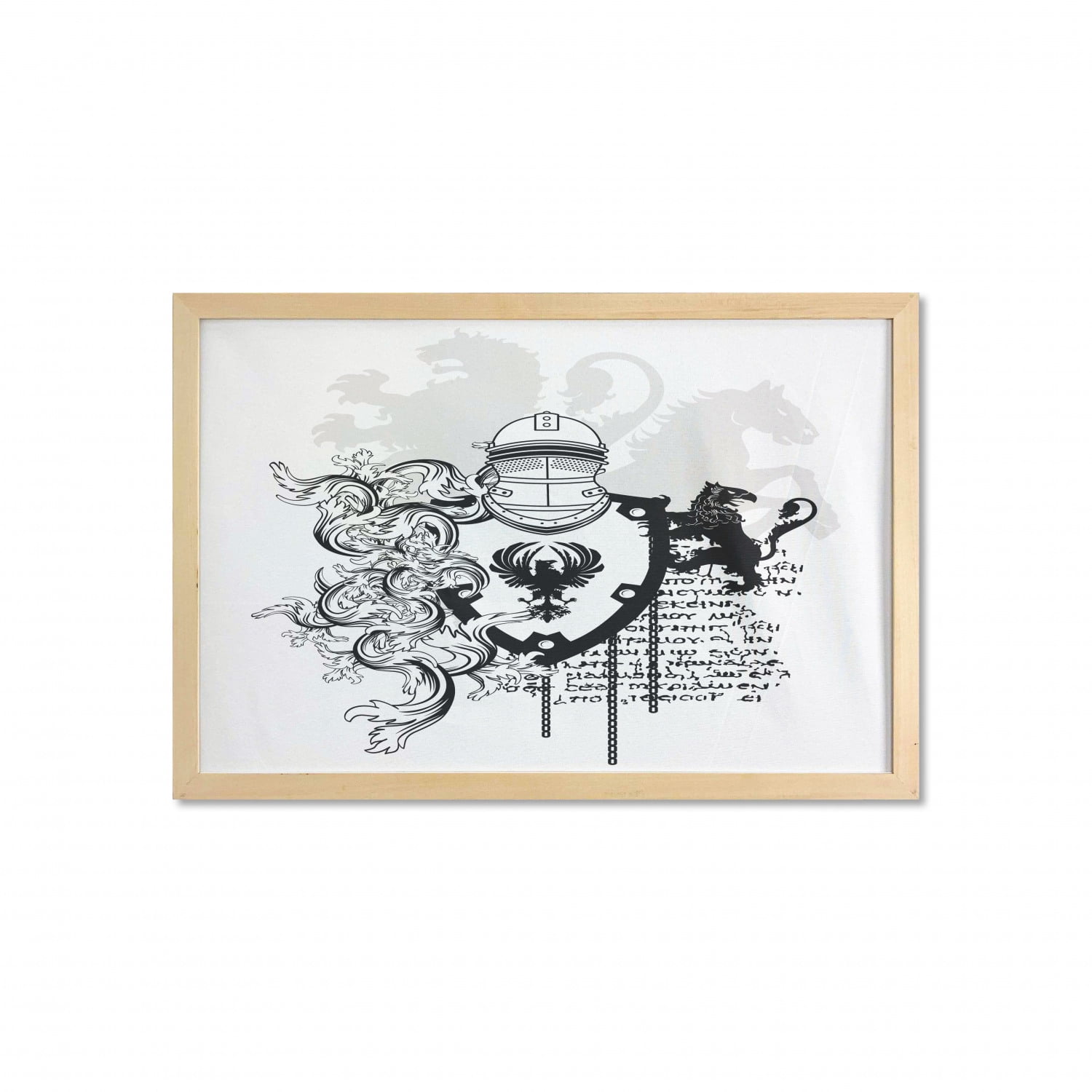 Medieval Wall Art with Frame, Heraldic Gear Coat of Medieval Knight ...