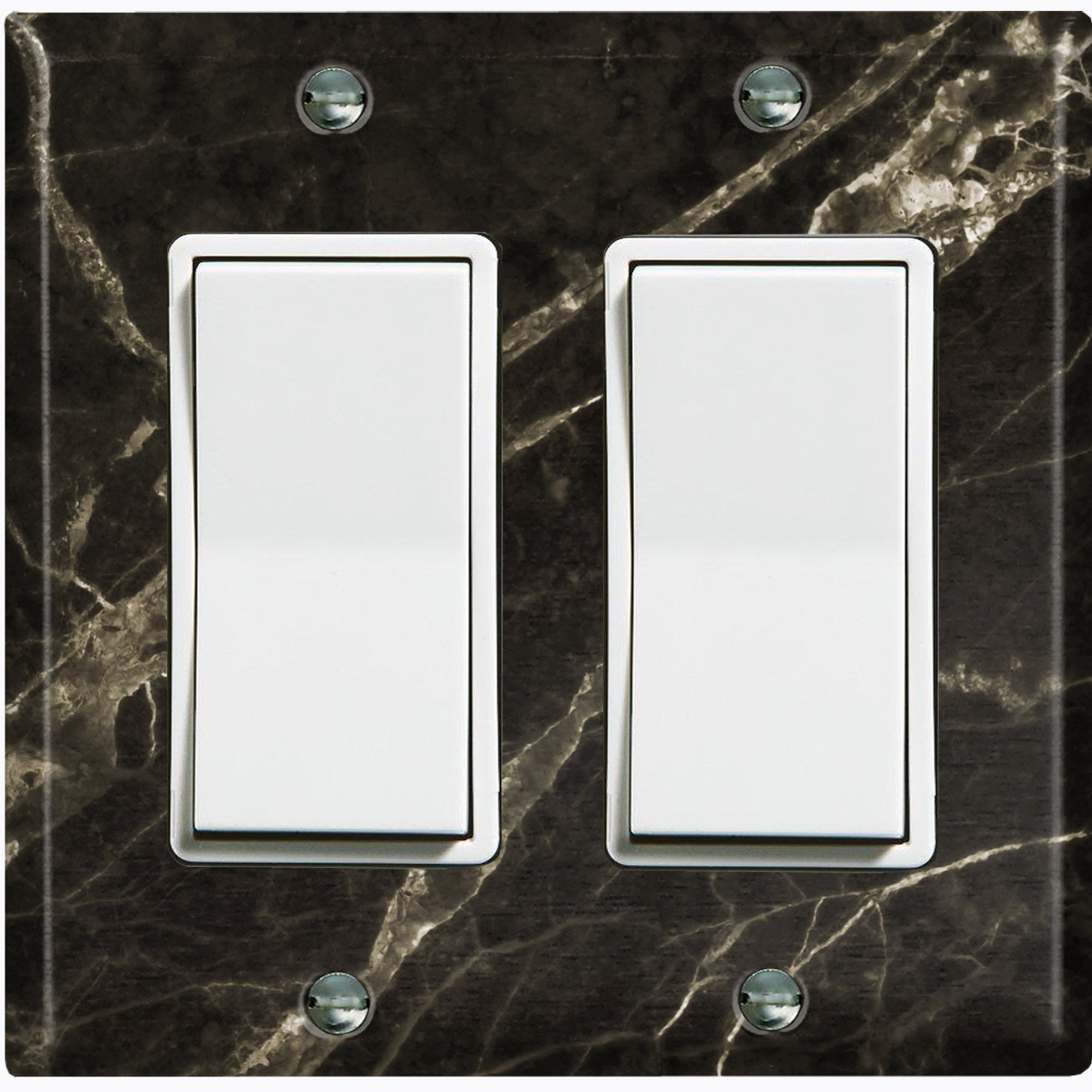 Metal Light Switch Plate Outlet Cover (Image of Marble Black MAR005 ...