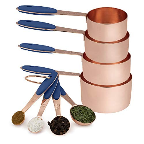 Cook with Color Measuring Cups and Measuring Spoons, 8 Piece Stainless ...