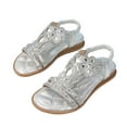 Girl Princess Rhinestone Slingback Sandals, Bohemian Flats with Elastic ...