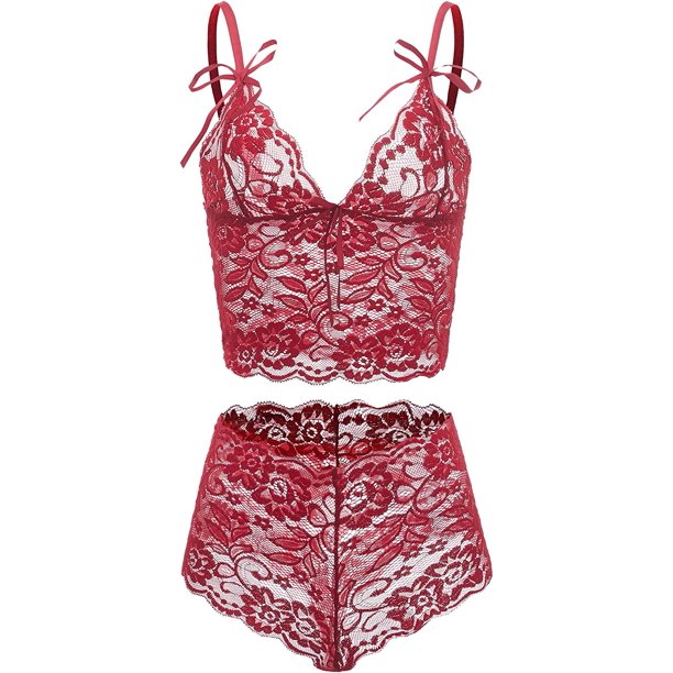 Floerns Womens Embroidery Sheer Mesh Underwire Bra And Panty Lingerie