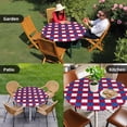 4th of July Round Fitted Tablecloth with Elastic Red Blue White Buffalo ...